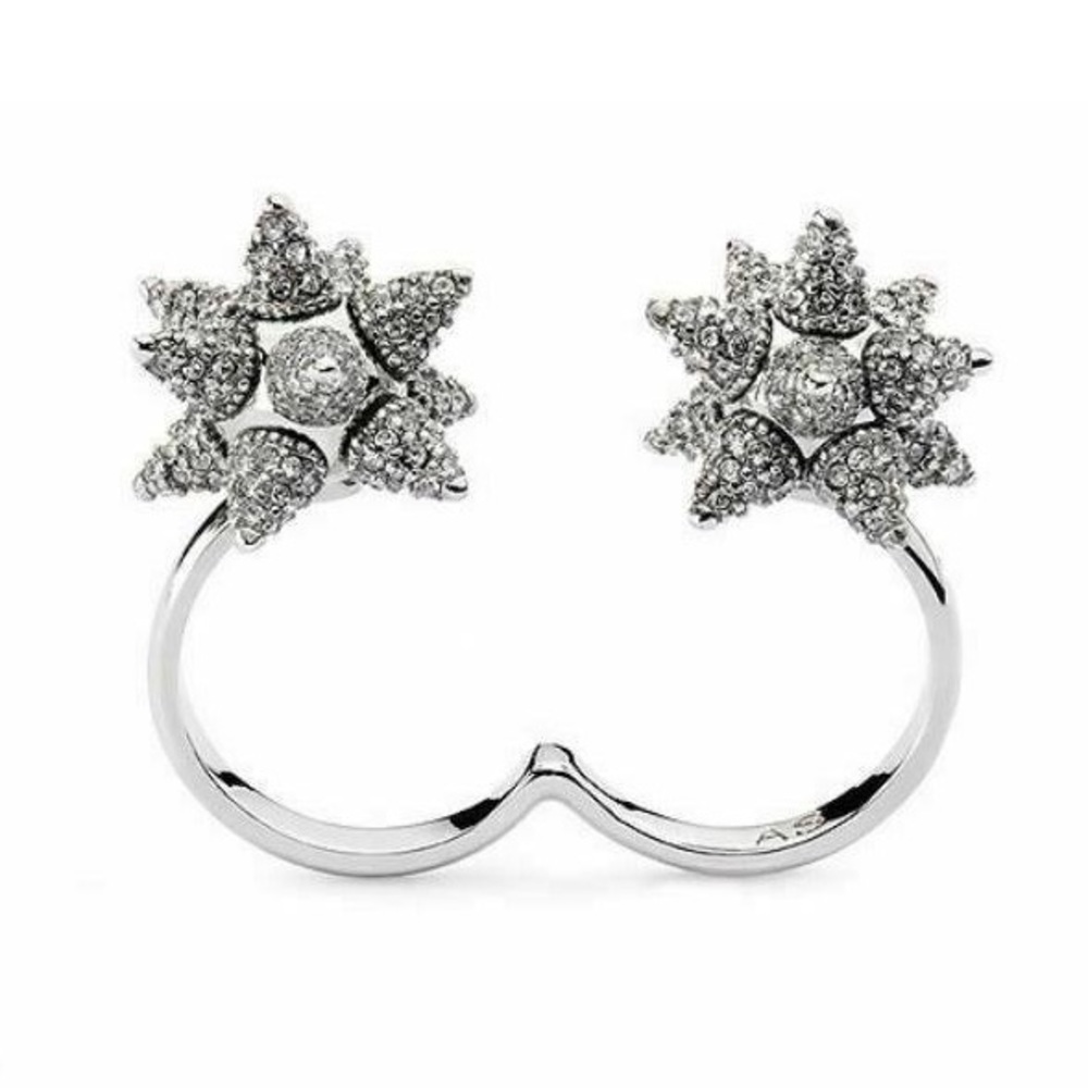 Atelier Swarvoski Kalix Crystal Spike Two Finger Ring… - Gem